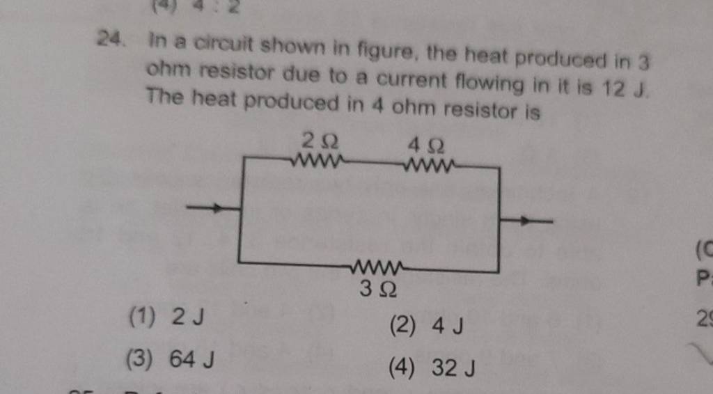 In a circuit shown in figure, the heat produced in 3 ohm resistor due to