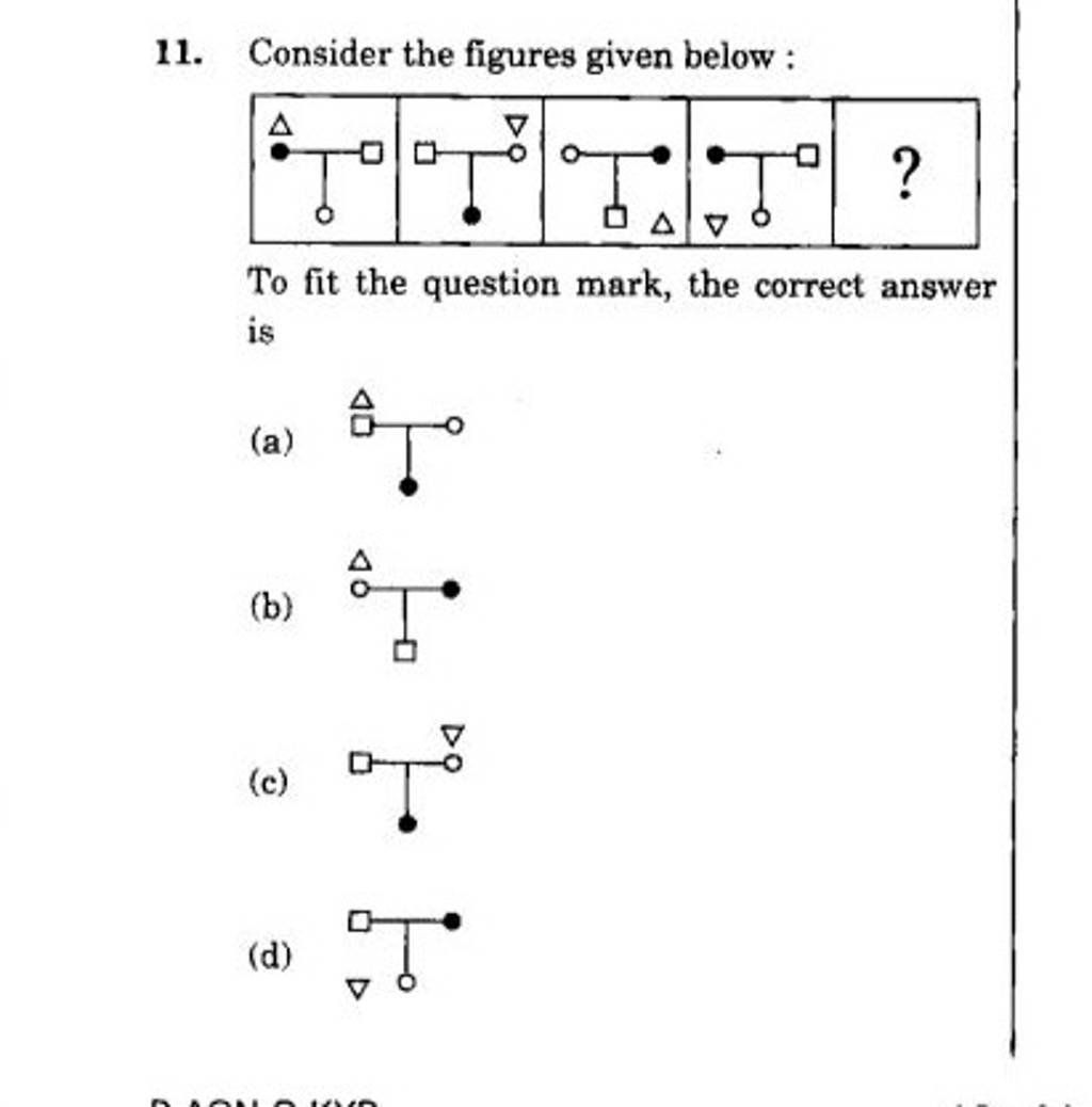 Consider the figures given below : To fit the question mark, the correct