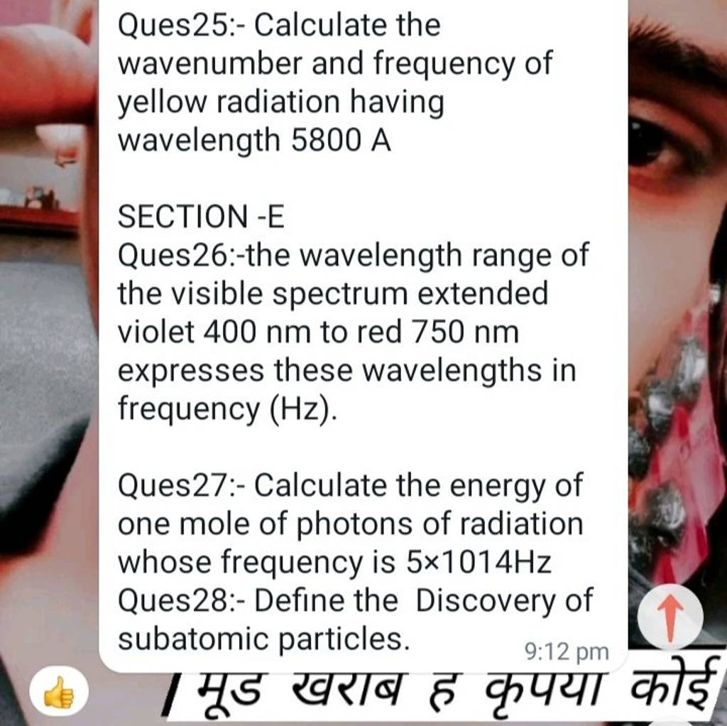 Ques25:- Calculate the wavenumber and frequency of yellow radiation havin..