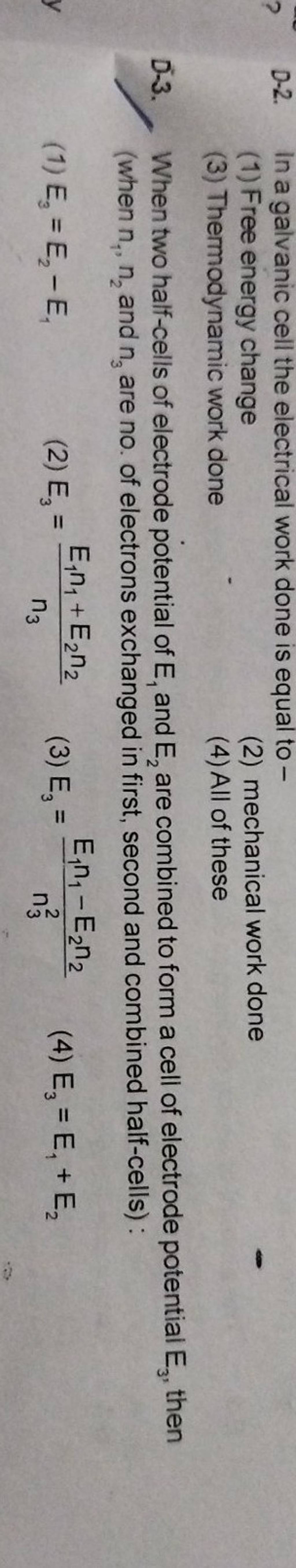 D 2 In A Galvanic Cell The Electrical Work Done Is Equal To Filo D 2 In A Galvanic Cell The Electrical Work Done Is Equal To Filo