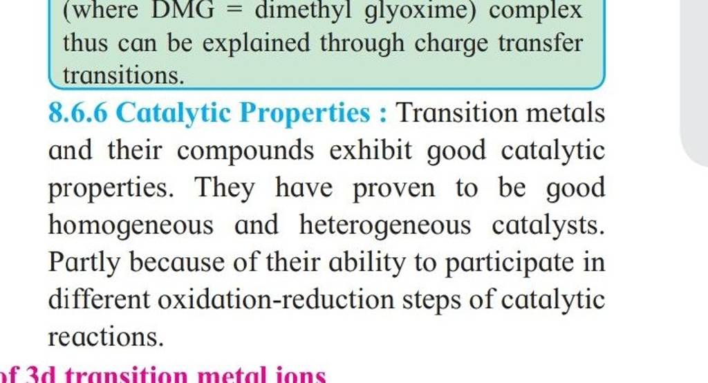 (where DMG = dimethyl glyoxime) complex thus can be explained through cha..