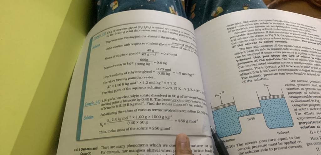 45.Male of ecty tene dycol =62 g mol45 g =0.73 molMase of water in kg=1..