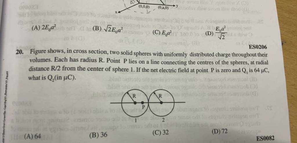 ES0206 20. Figure shows, in cross section, two solid spheres with uniform..