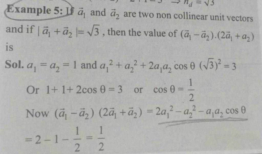 Example 5 If A1 And A2 Are Two Non Collinear Unit Vectors And If a1 Example 5 If A1 And A2 Are Two Non Collinear Unit Vectors And If a1