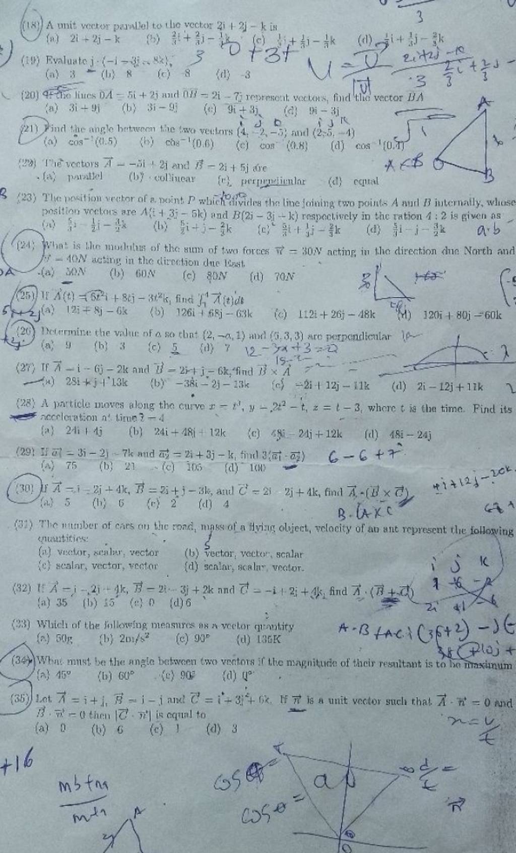 A particle moves along the curve x−t3,y−2t2−t,z=t−3, where t is the time..