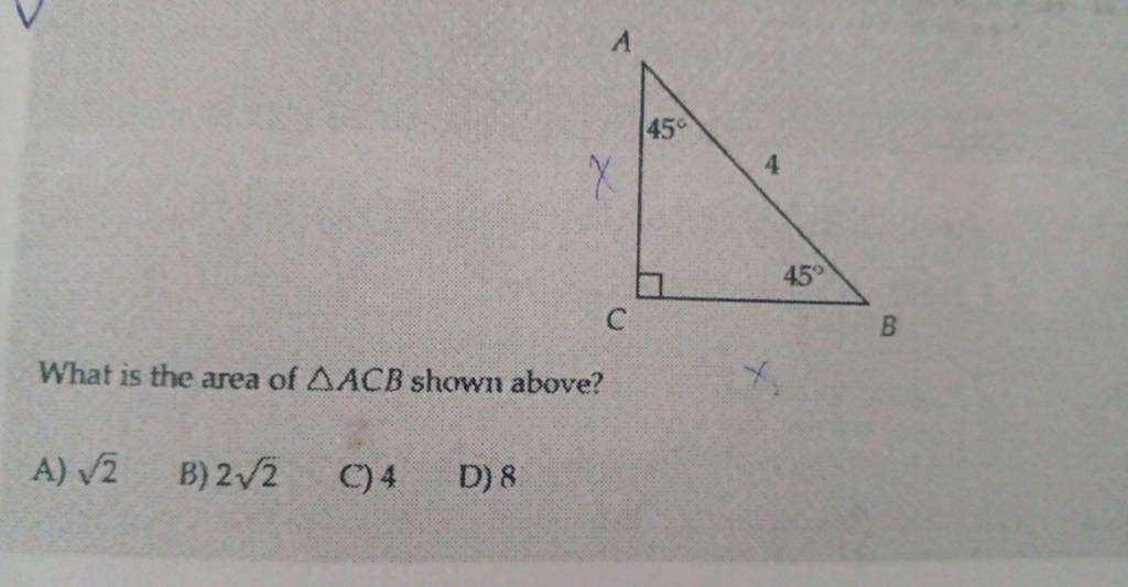 What is the area of ACB shown above? | Filo