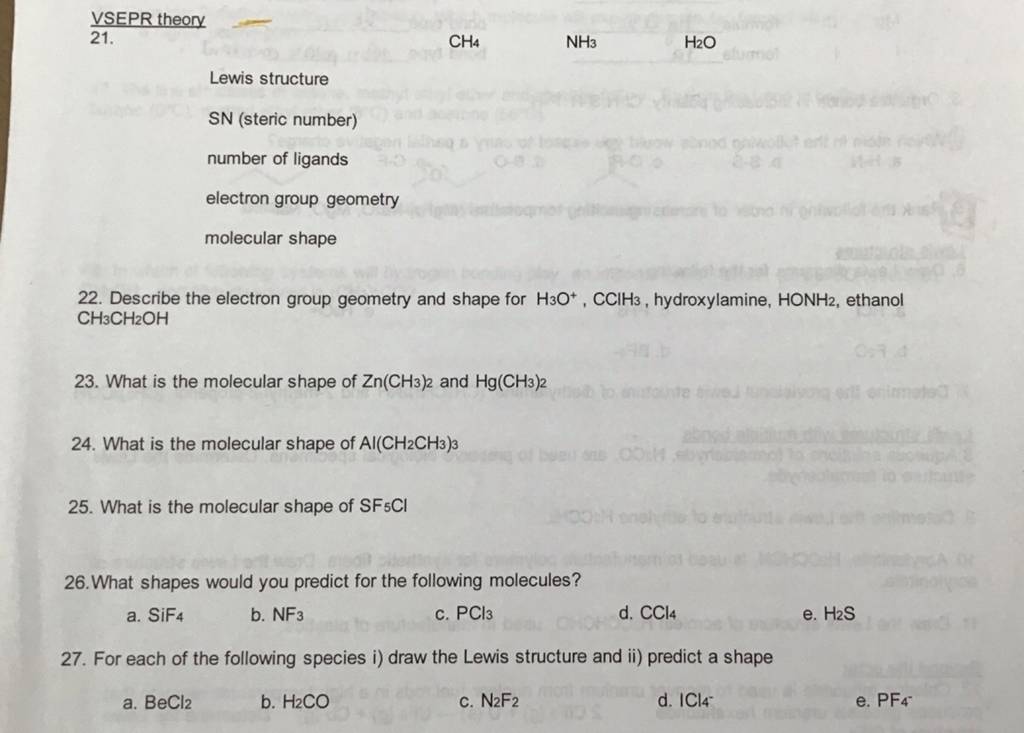 VSEPR theory21.\Lewis structureSN (steric number)number of ligands..