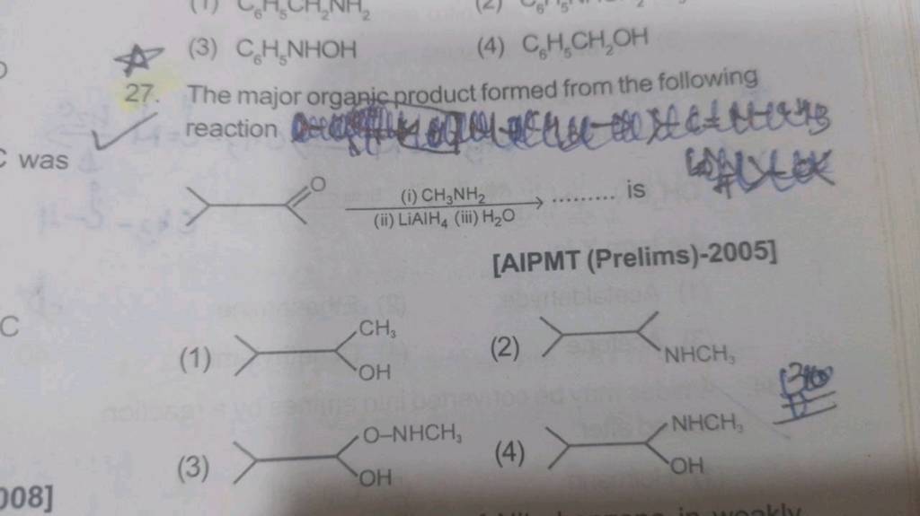 (3) \mathrm{C}{6} \mathrm{H}{5} \mathrm{NHOH} (4) \mathrm{C}{6} \mathrm{H..