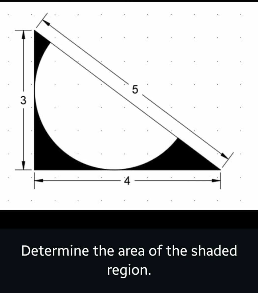 Determine the area of the shaded region. | Filo