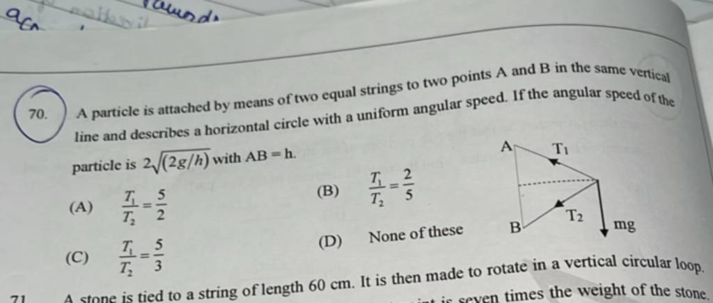 line and describes a horizontal circle with a uniform angular speed. If t..