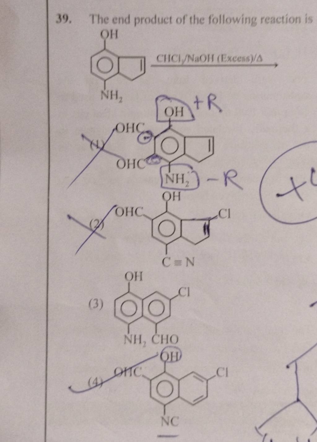 39. The end product of the following reaction is(3)Nc1ccc(O)c2cc(Cl)cc(..