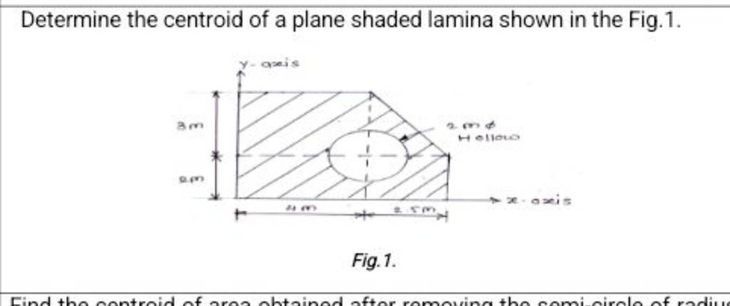Determine the centroid of a plane shaded lamina shown in the Fig.1.Fig...