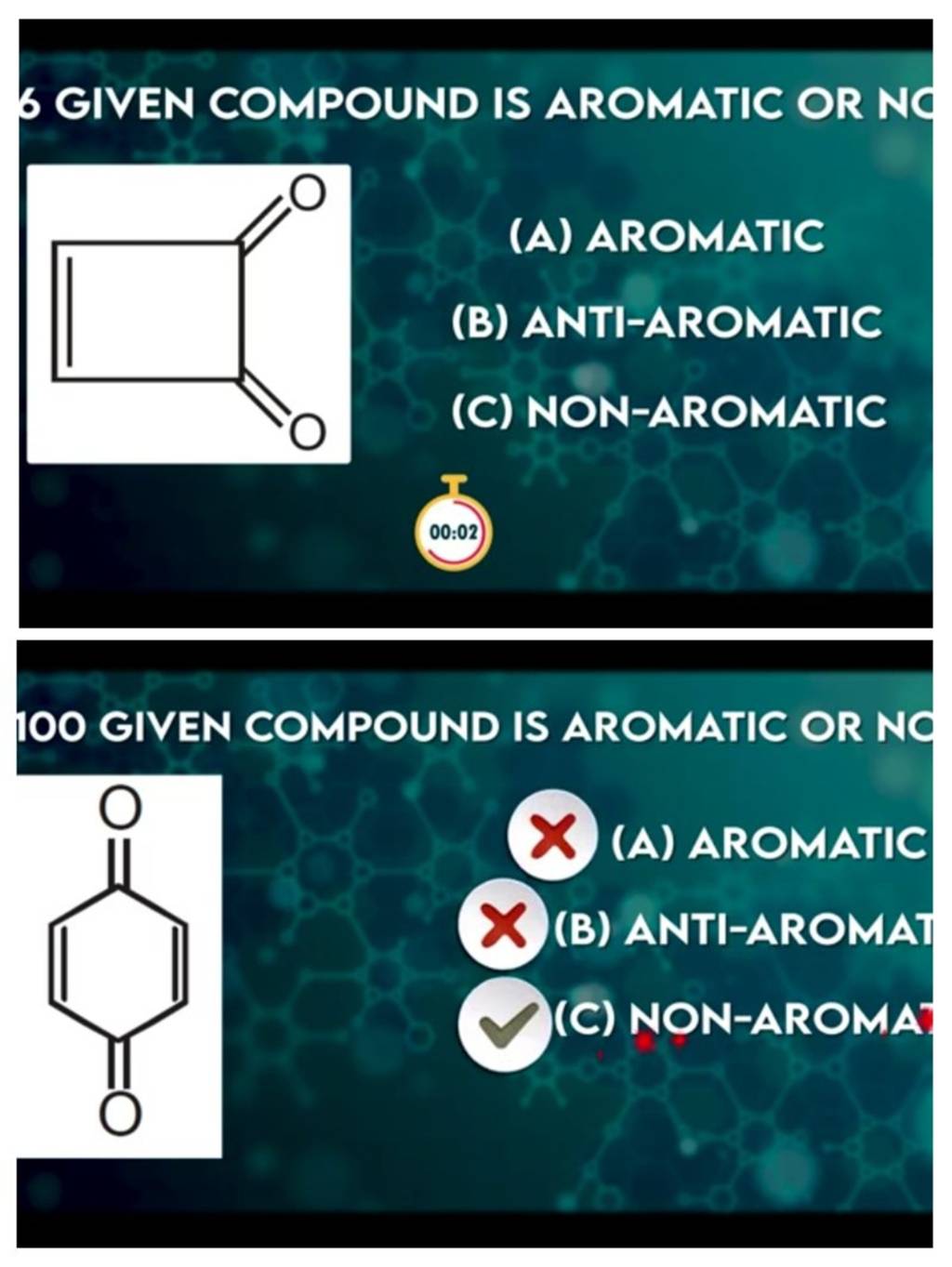 6 GIVEN COMPOUND IS AROMATIC OR NC(A) AROMATIC(B) ANTI-AROMATIC(C) NON..