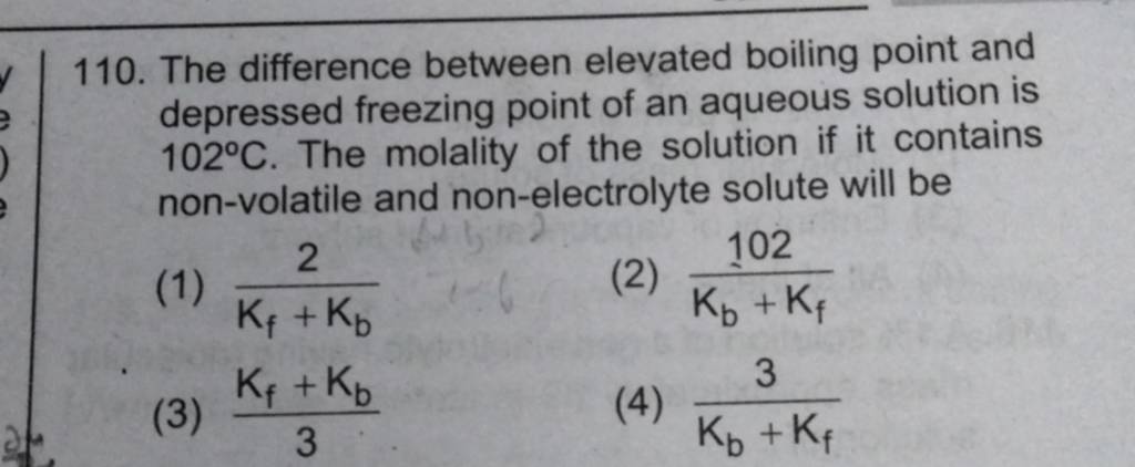 The difference between elevated boiling point and depressed freezing poin..