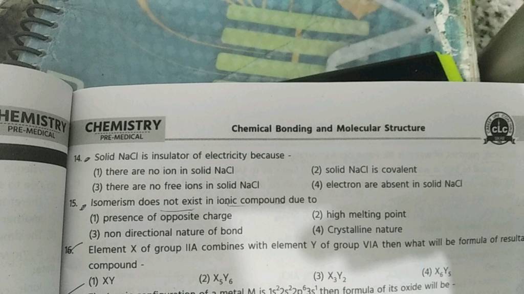 PRE-MEDIRY CHEMISTRY PRE-MEDICAL Chemical Bonding and Molecular Structure..