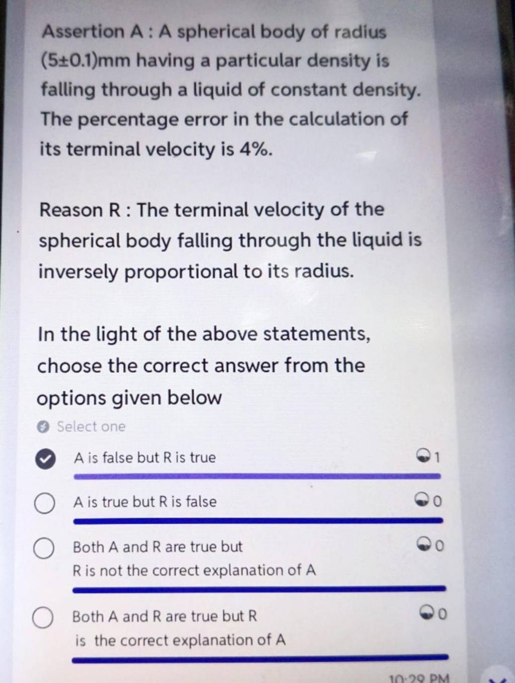Assertion A : A spherical body of radius ( 5 \pm 0.1 ) mm having a partic..