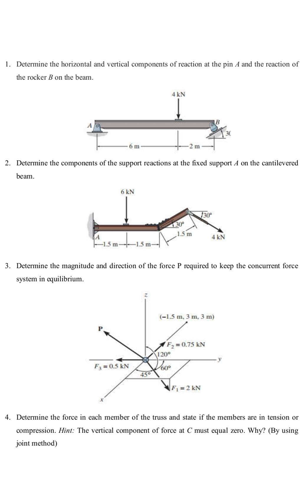 Determine the horizontal and vertical components of reaction at the pin A..
