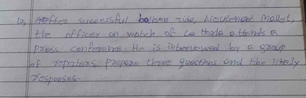 13. A lefter successful balloon ride, Lieutenant mallet, the officer on w..