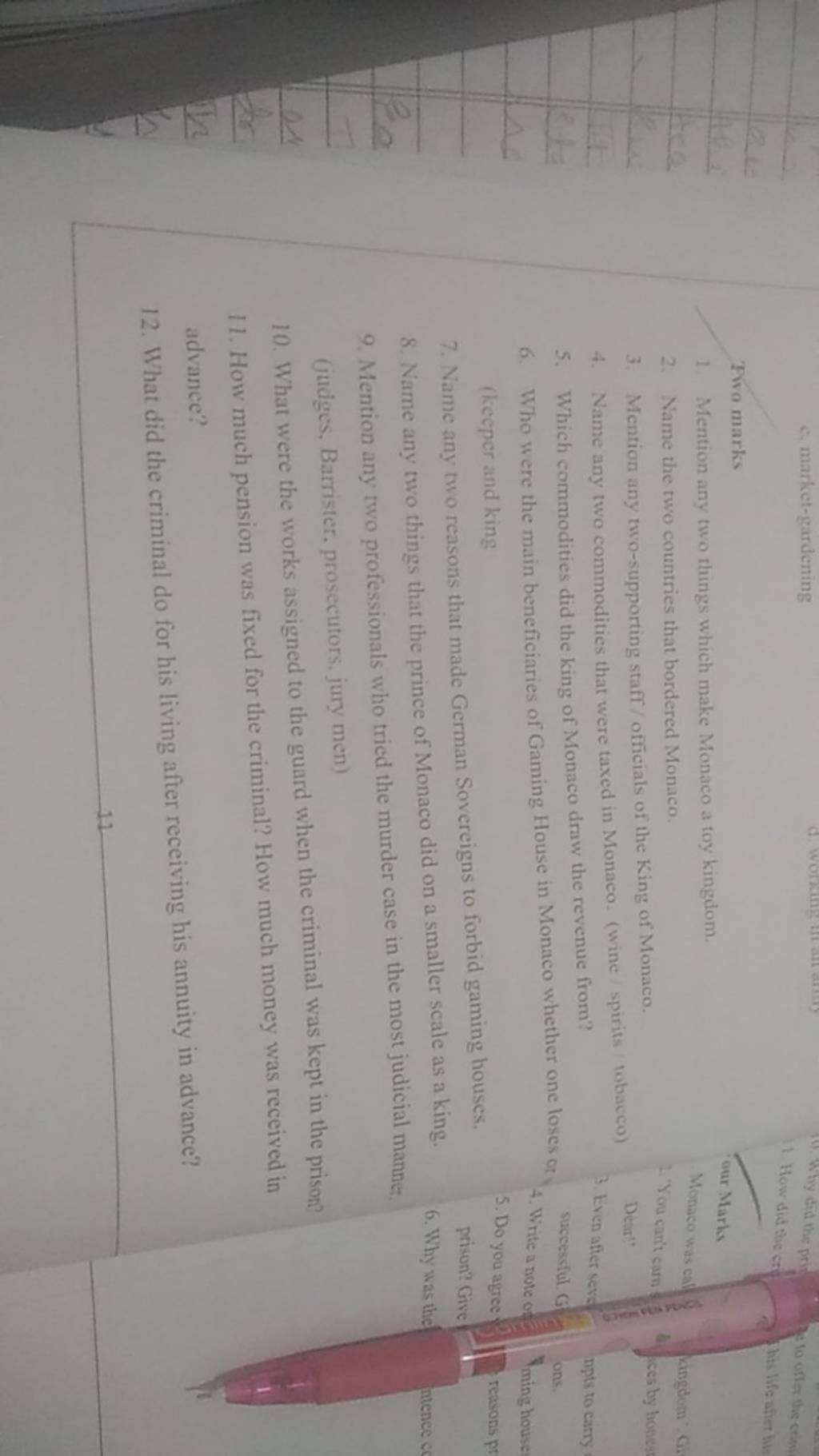 01he. market-gardeningWhy did the pri11 How did the cre to offer the..