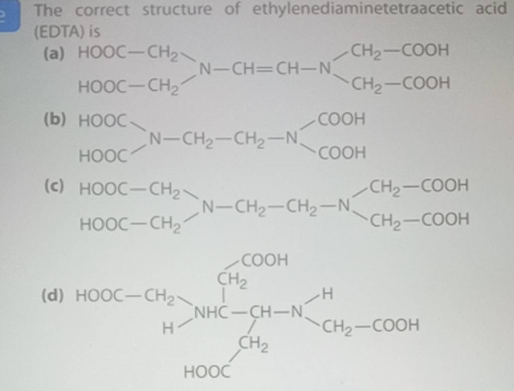 The correct structure of ethylenediaminetetraacetic acid (EDTA) is(a)CC..