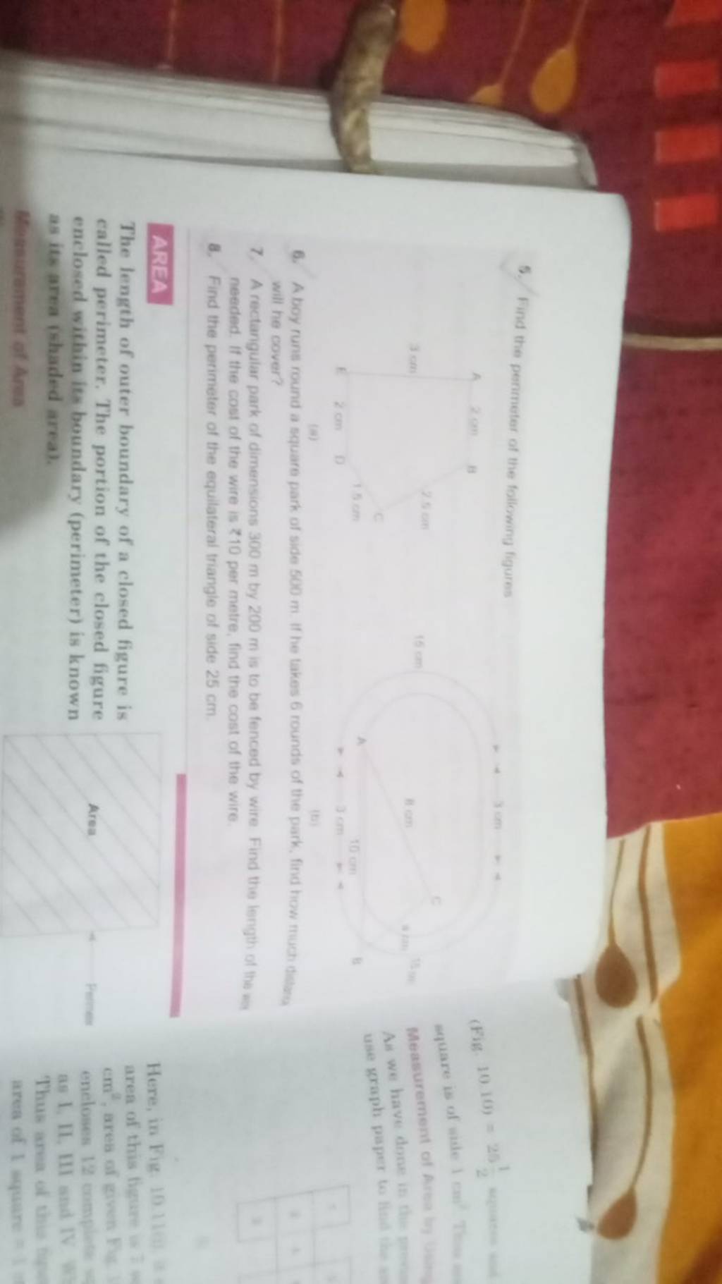 5. Find the penineter of the following figures(is)(b) will he cover?7...