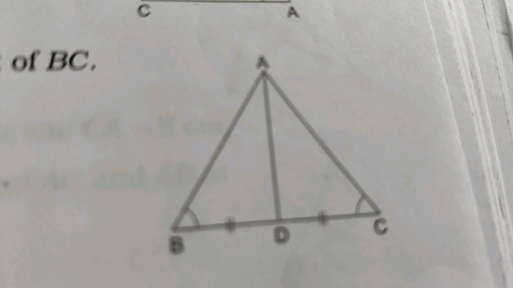 in the adjoining figure, ∠ABC = ∠ABC and D is the midpoint of BC prove th..