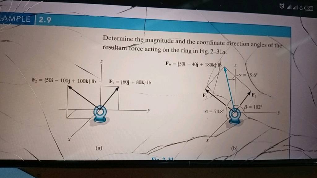 Determine the magnitude and the coordinate direction angles of the restla..