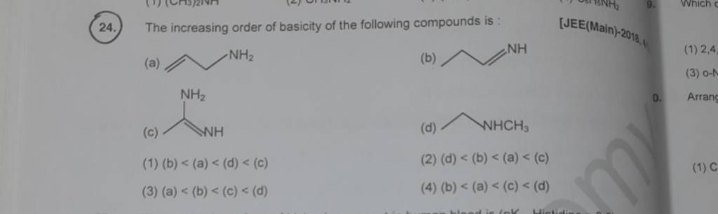 The increasing order of basicity of the following compounds is : (a) C=CC..
