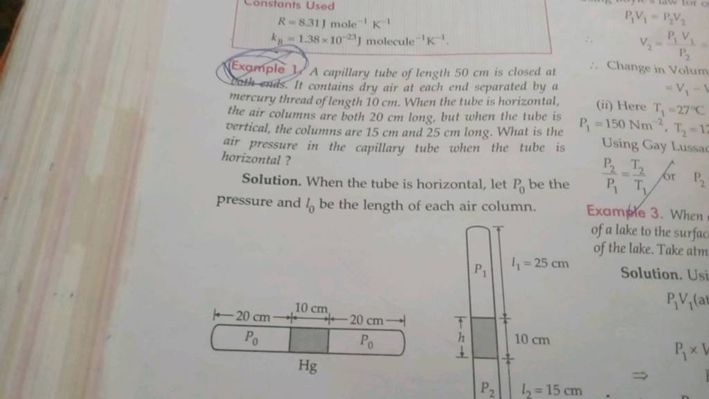 Constants UsedR=8.31 J mole kB−1 K−1=1.38×10−23 J molecule −1 K−1. Ex..