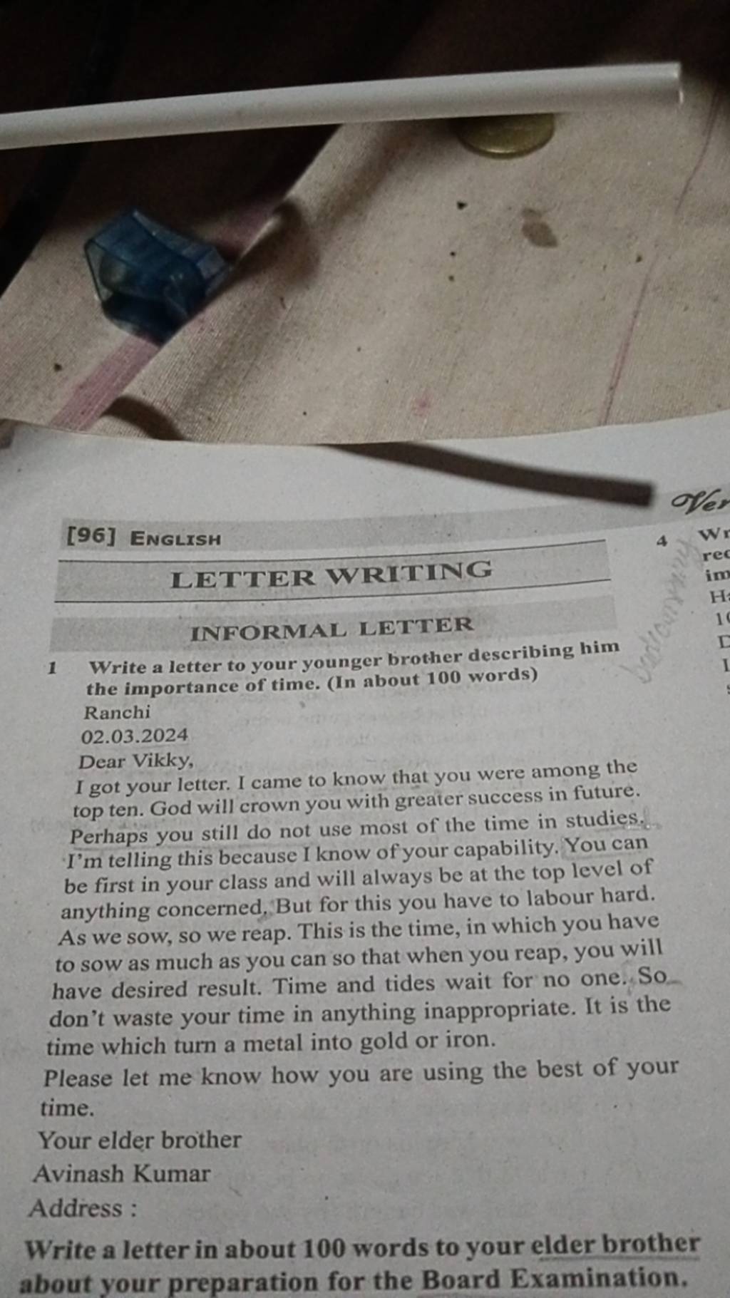 [96] EnglishLETTER WRITINGINFORMAL LETTER1 Write a letter to your youn..