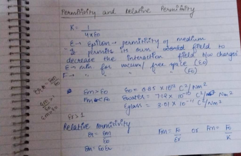 Permitility and Relative PermituityK=4πε0 1 ε→ Epsilon → permitivity of..