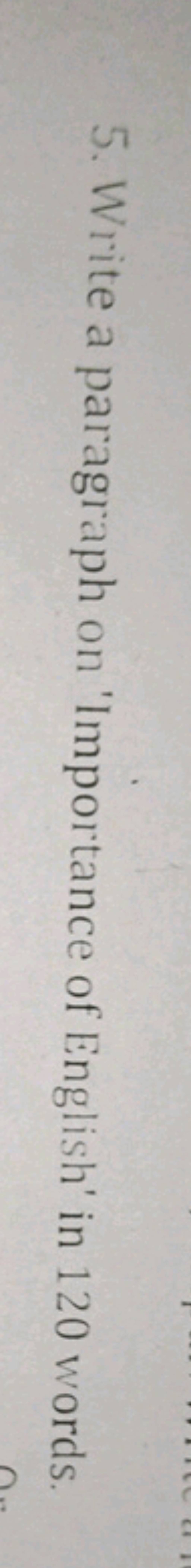 5. Write a paragraph on 'Importance of English' in 120 words. | Filo