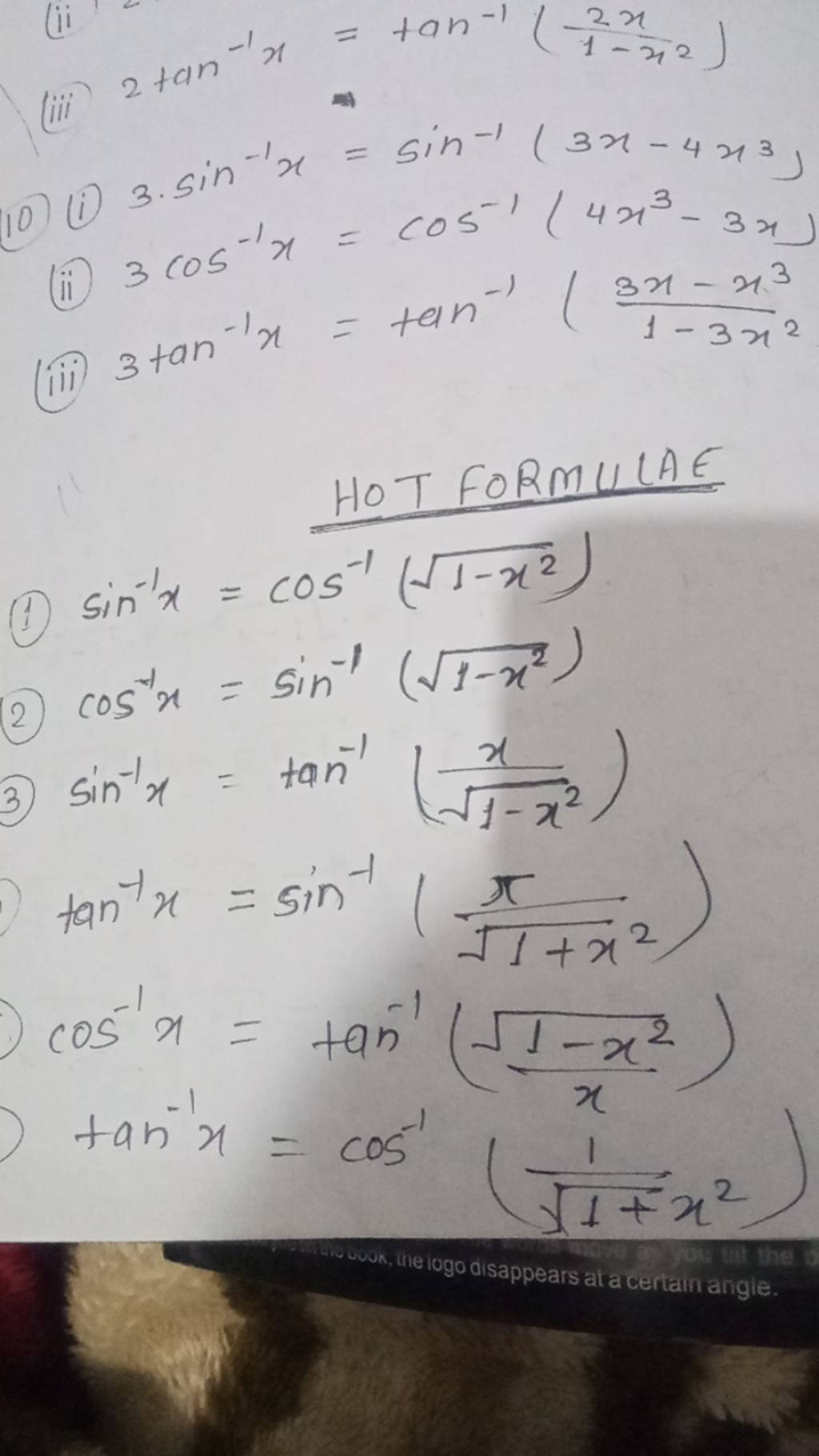 (iii) 2tan−1x=tan−1(1−x22x )(10) (i) 3⋅sin−1x=sin−1(3x−4x3)(ii) 3cos−1x..