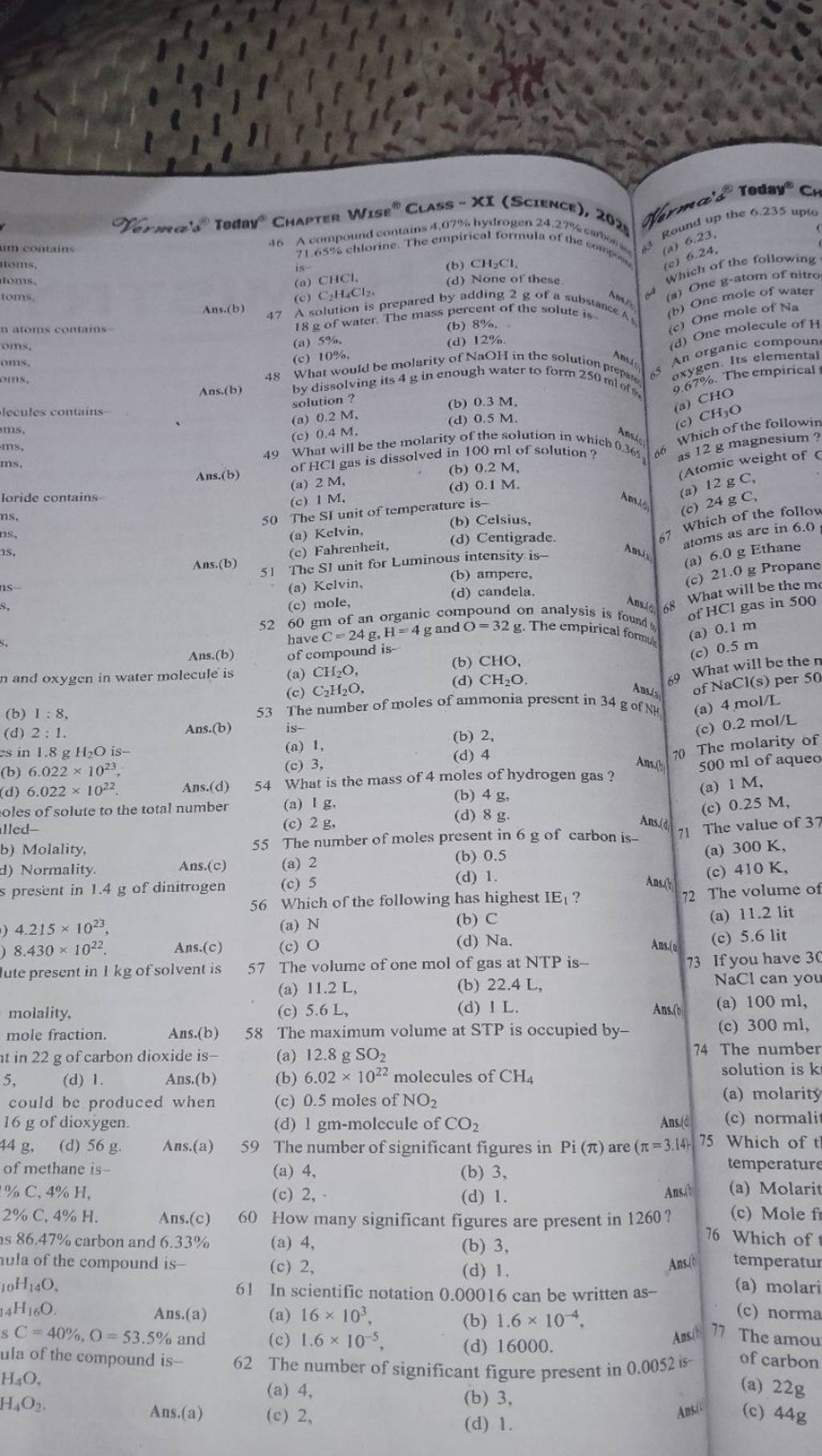 Ans.(d) oles of solute to the total number illed- b) Molality, d) Normali..