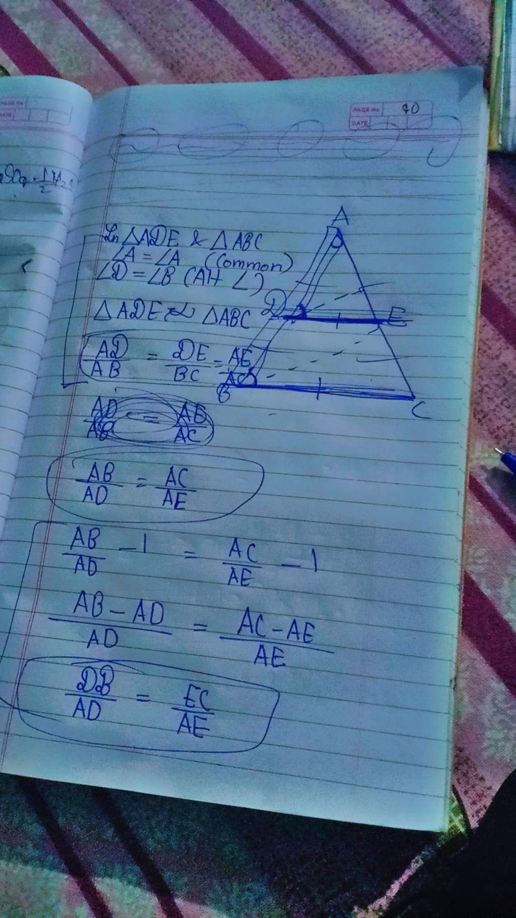 SO4 ⋅214 in ADE& ABC∠A=∠A (Al (ommon) ADE⊂ ABCADAB =AEAC ADAB −1=AE..