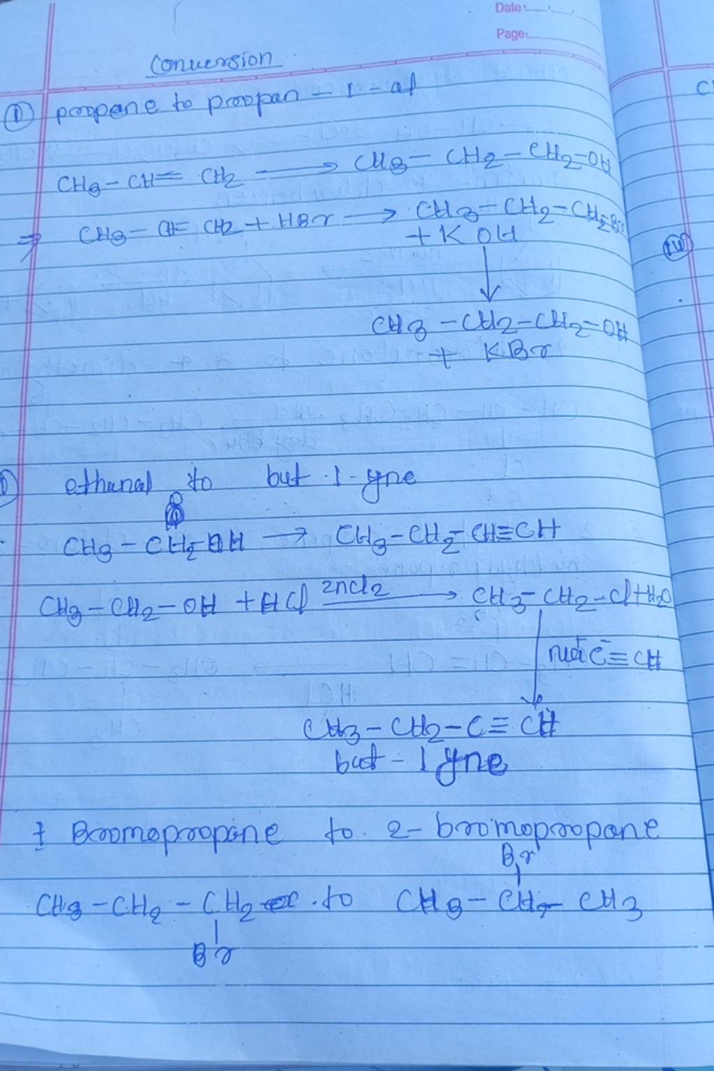 Conversion(1) propane to propan-1-alDatePage:CH3 −CH=CH2 CH3 −CH2 −C..