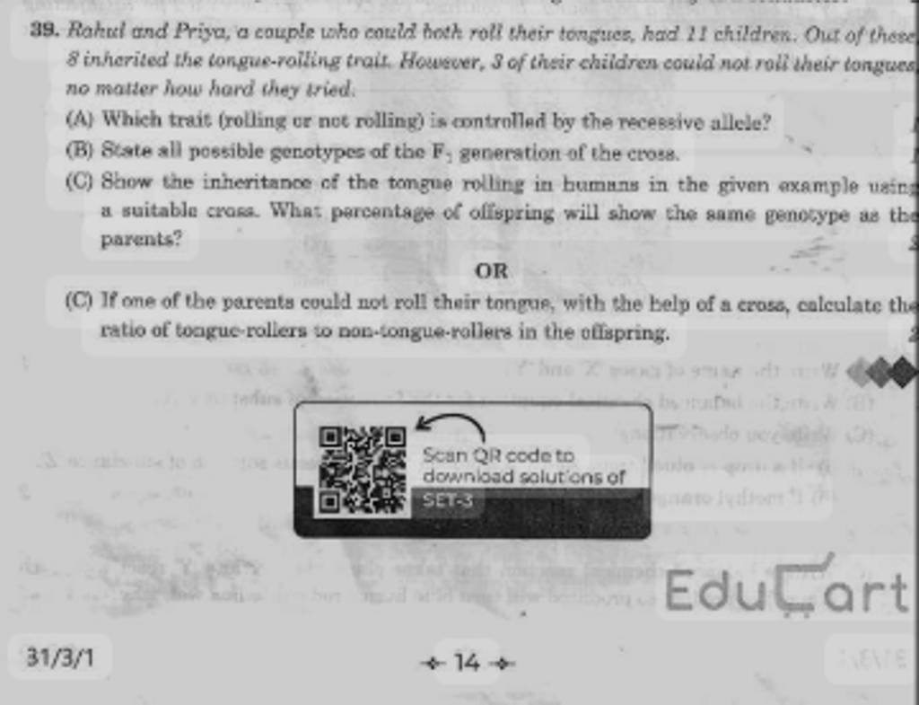 39. Rahal and Priya, a couple who could both roll their tongucs, had. II