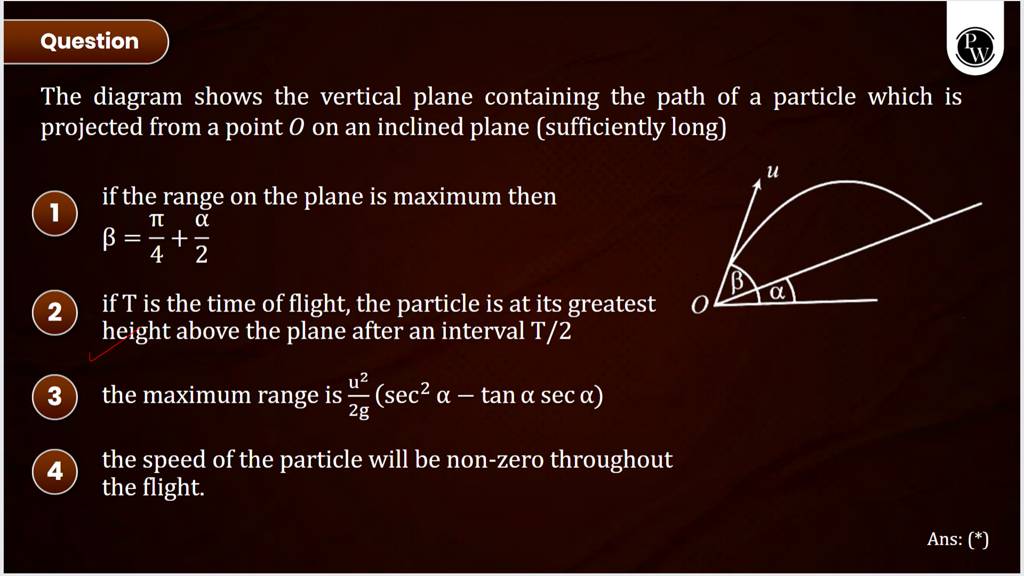 QuestionThe diagram shows the vertical plane containing the path of a pa..