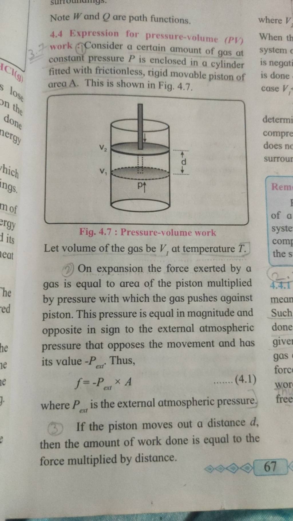 Note W and Q are path functions.4.4 Expression for pressure-volume (PV)