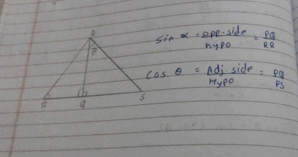 ThaSin & opp sidehypoCos eS=Adi sideHypo=РаRR=PQPS | Filo