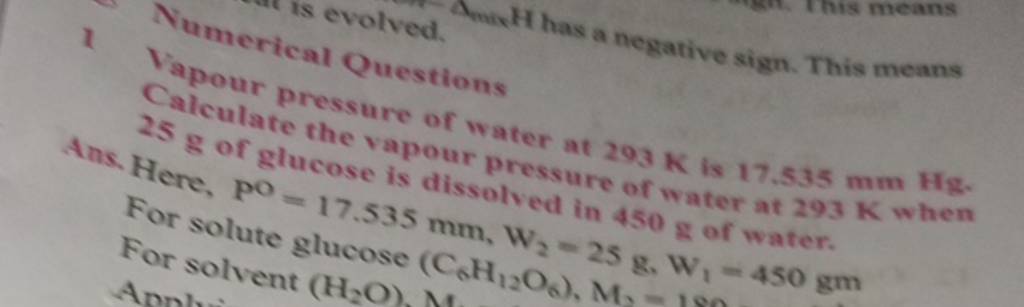 1 Numerical Q Vapour pressure of water at 203 K is 17.535 mm Hg. Calculat..