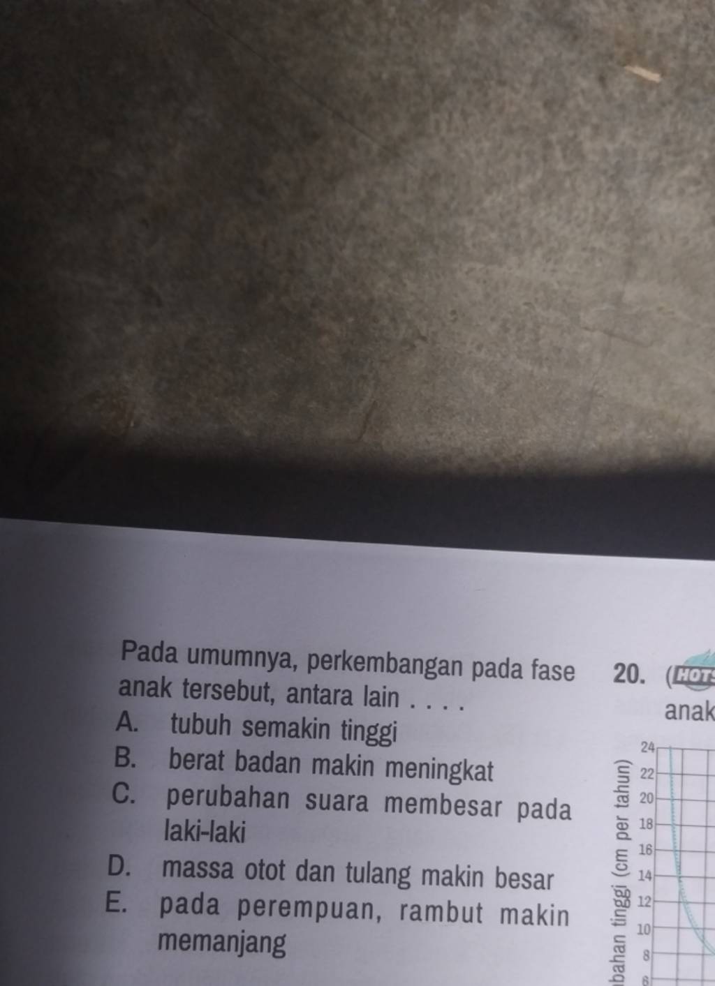 Pada umumnya, perkembangan pada fase anak tersebut, antara lain . . . . A..