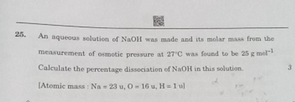 An aqueous solution of NaOH was made and its molar mass from the measurem..