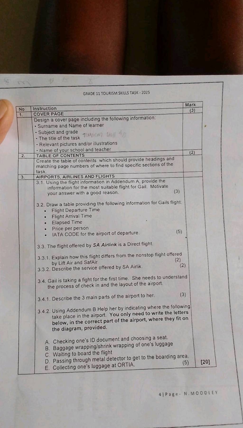GRADE 11 TOURISM SKILLS TASK - 2025 | Filo