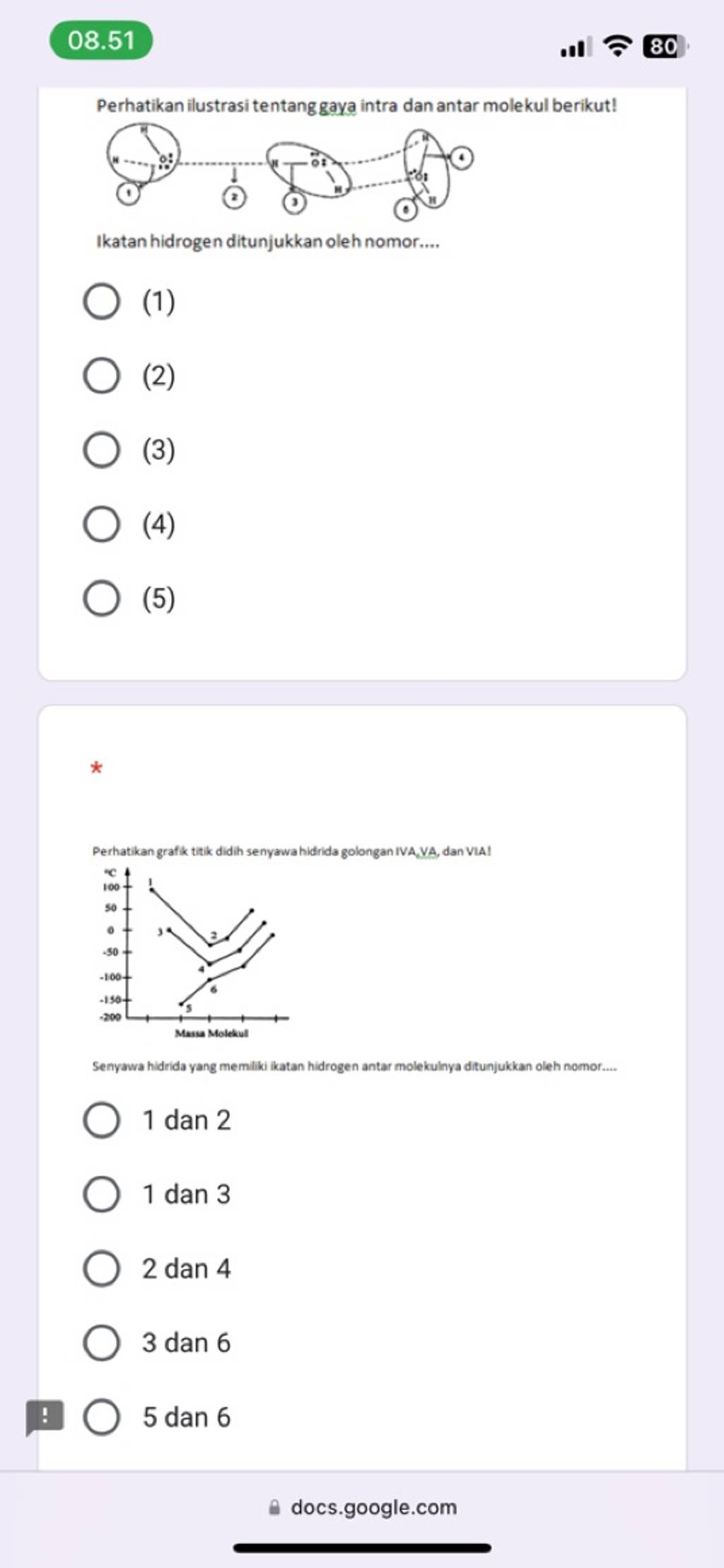 08.51 80 Perhatikan ilustrasi tentang gaya intra dan antar molekul berik..