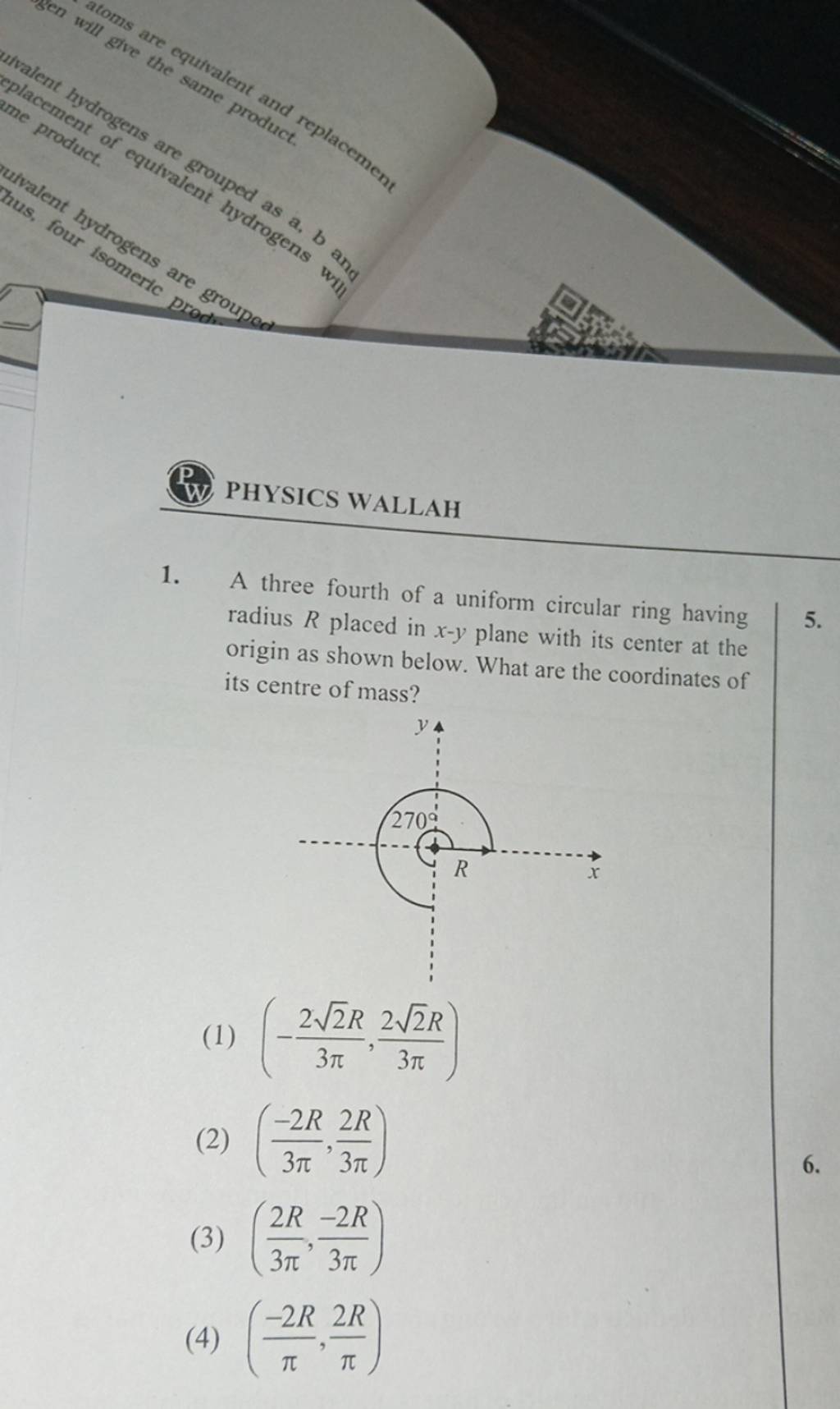 PHYSICS WALLAH 1. A three fourth of a uniform circular ring having radius..