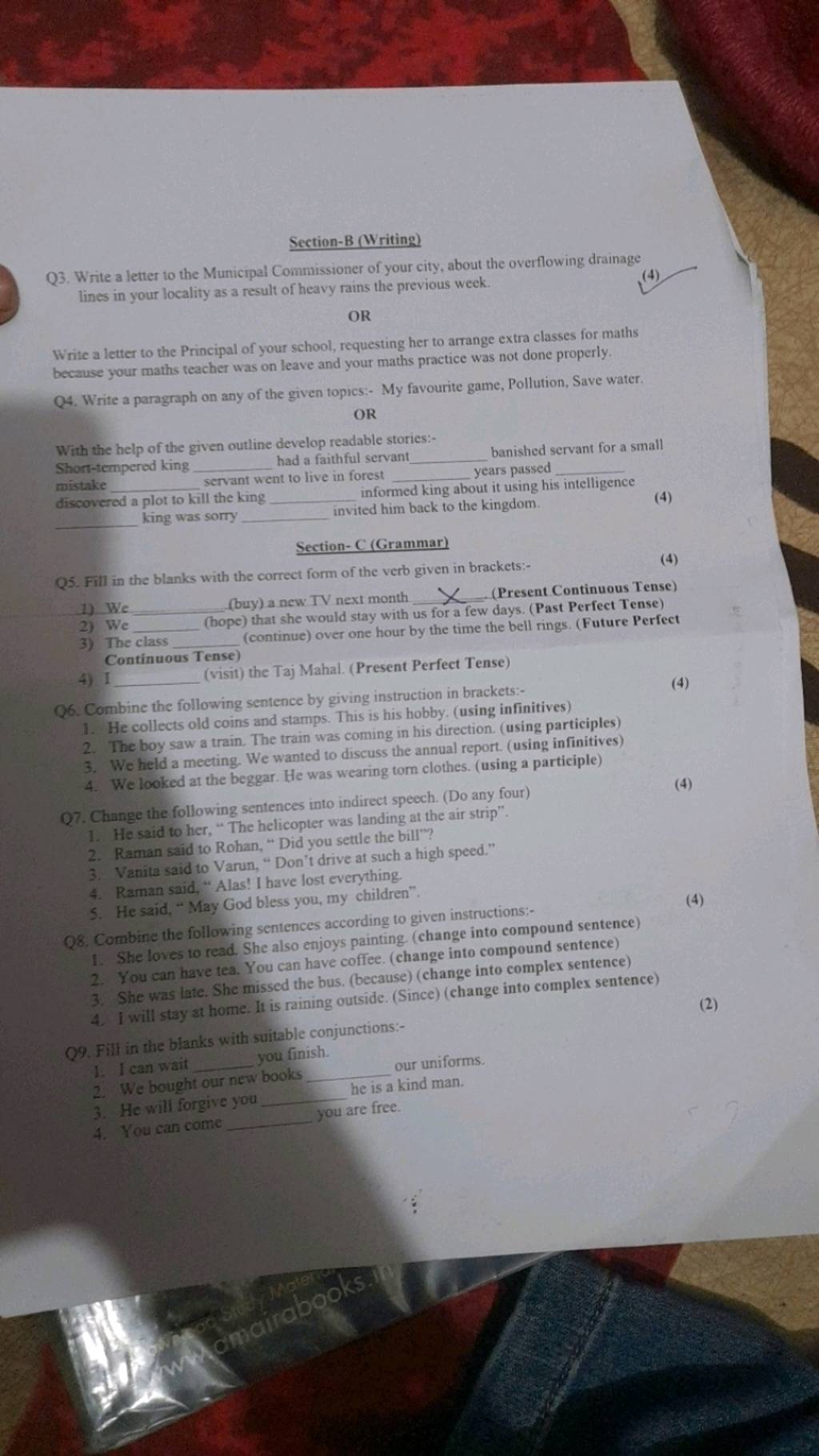Q8. Combine the following sentences according to given instructions:-..