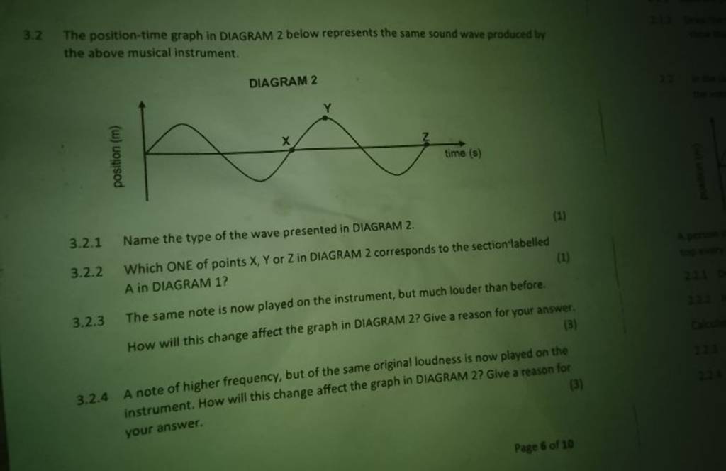 3.2 The position-time graph in DIAGRAM 2 below represents the same sound