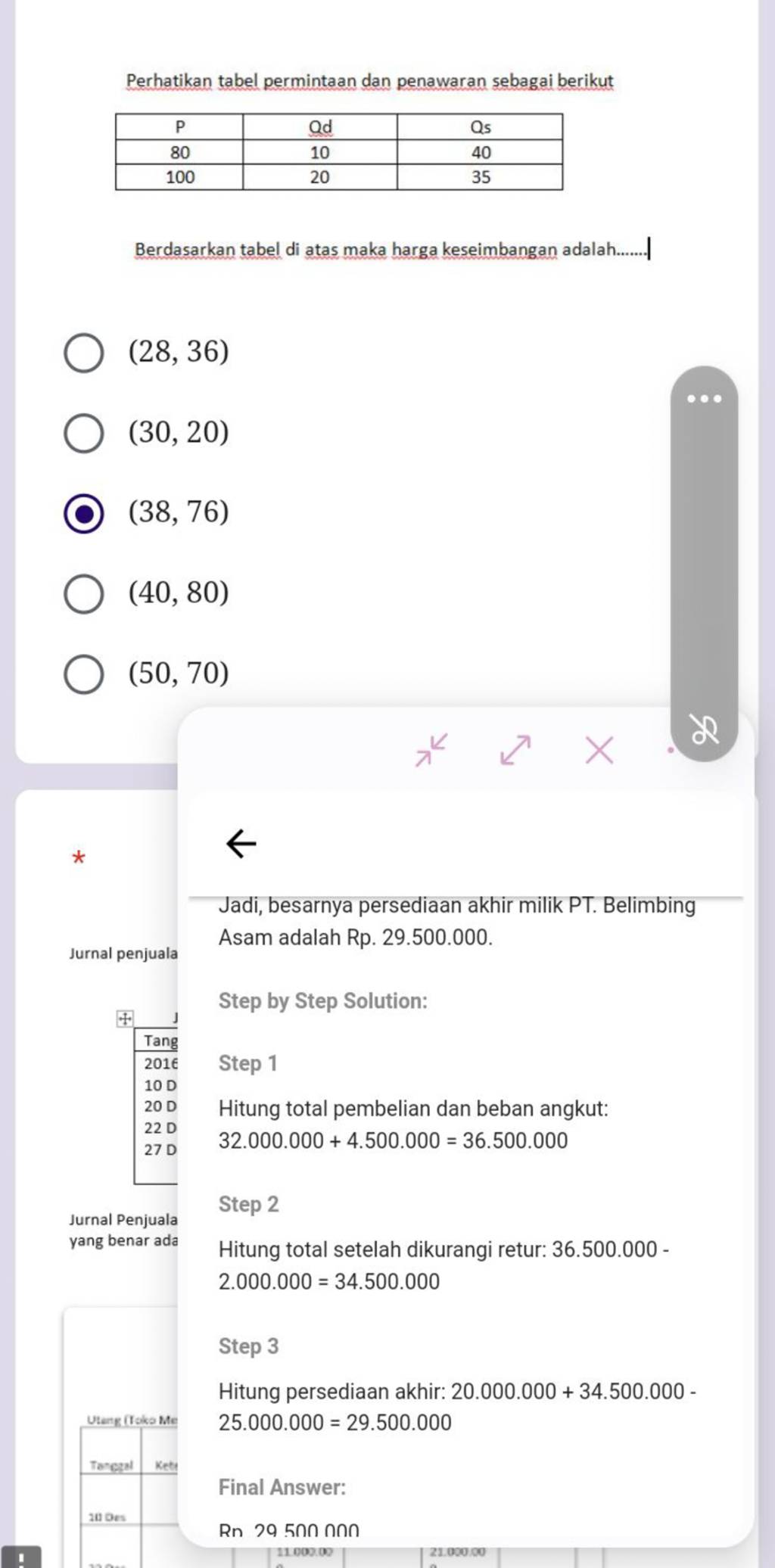 Perhatikan tabel permintaan dan penawaran sebagai berikut PQdQs8010401002..