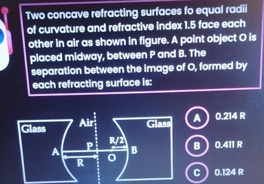 Two concave refracting surfaces fo equal radif of curvature and refractiv..